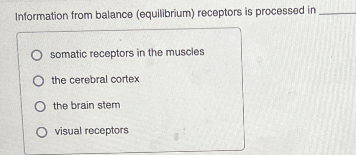 Solved Information from balance (equilibrium) ﻿receptors is | Chegg.com