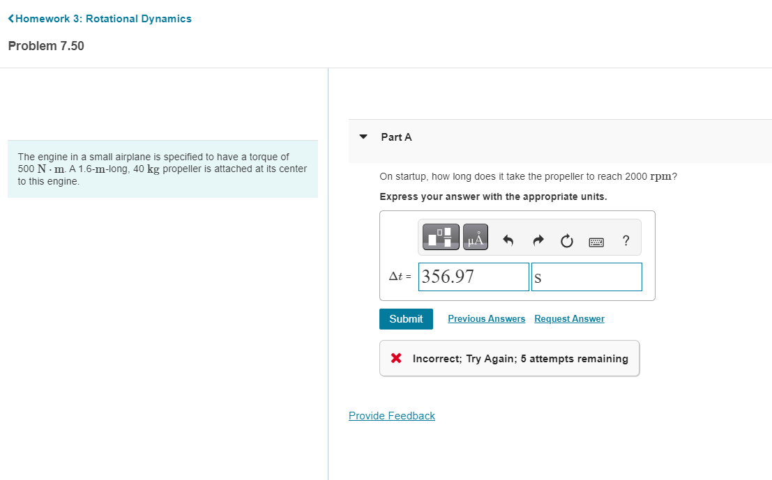 Solved Problem 7.50The engine in a small airplane is | Chegg.com
