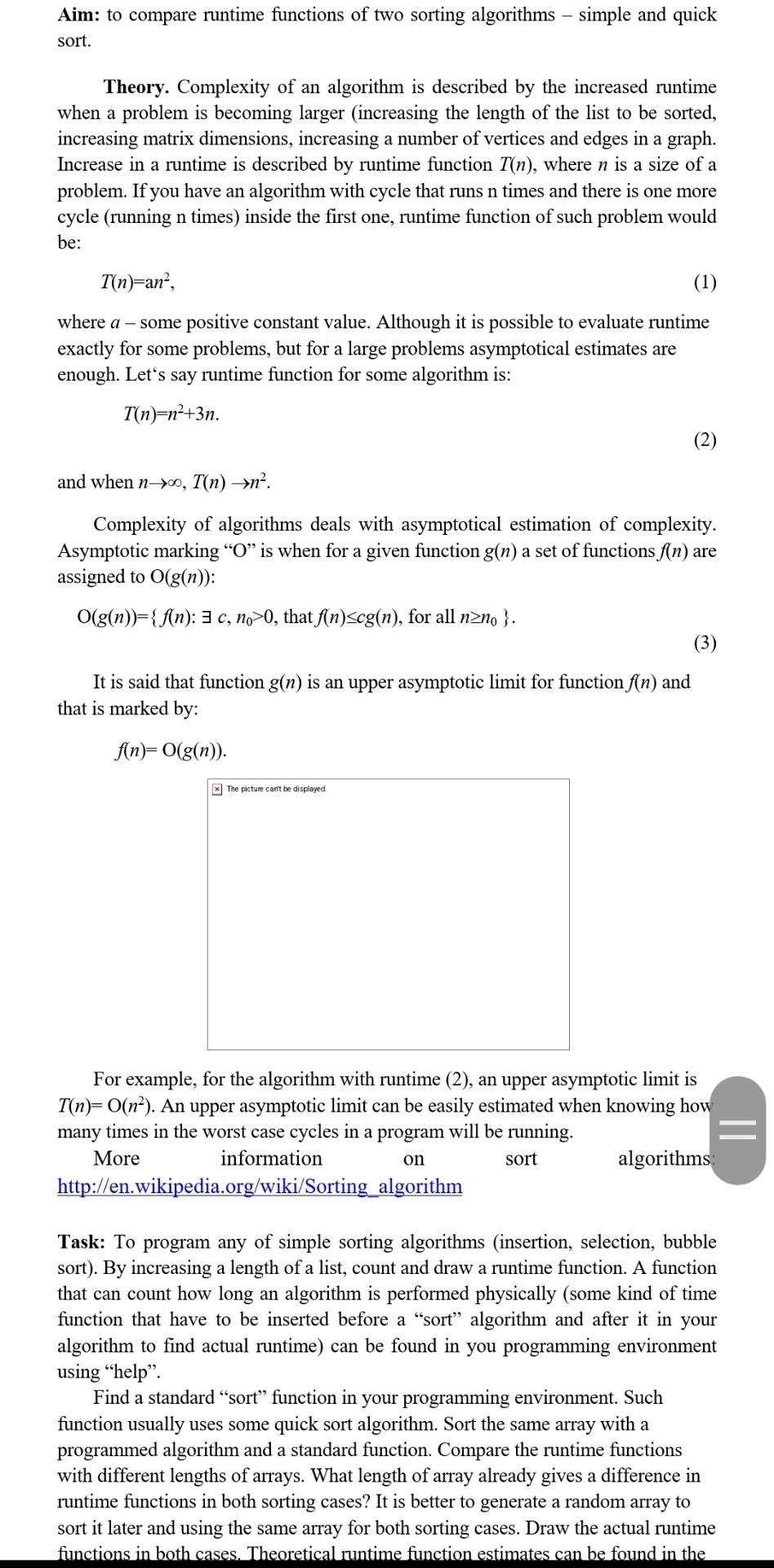 Solved Aim: to compare runtime functions of two sorting | Chegg.com