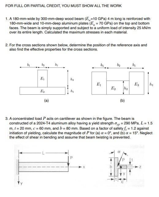 Solved FOR FULL OR PARTIAL CREDIT, YOU MUST SHOW ALL THE | Chegg.com