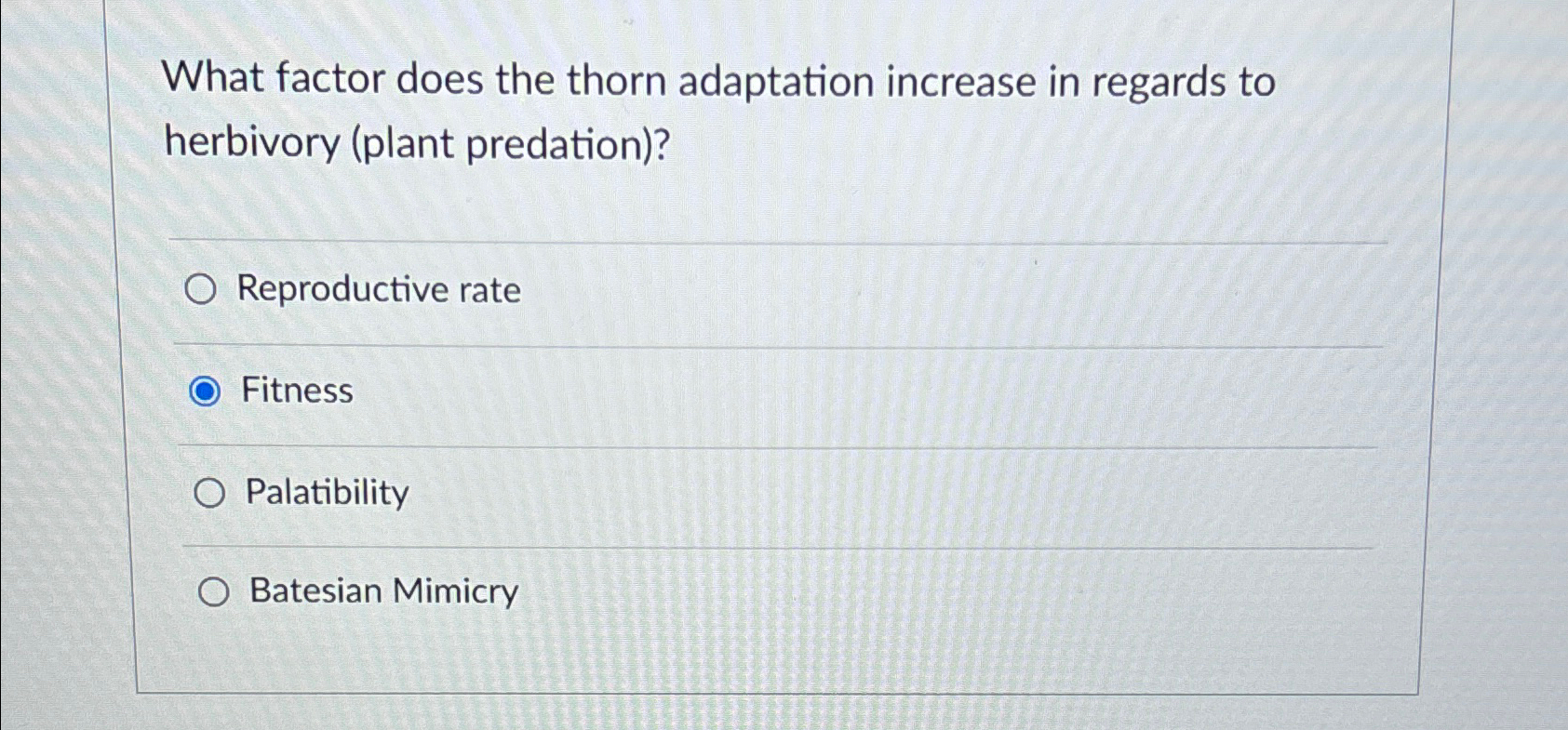 Solved What factor does the thorn adaptation increase in | Chegg.com