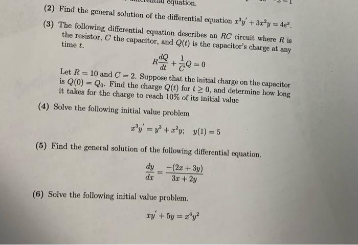 Solved (2) Find the general solution of the differential | Chegg.com