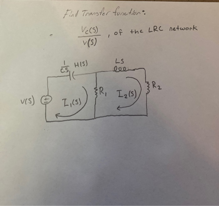 Solved Find Transfer function: Ve(s) of the LRC network (5) | Chegg.com