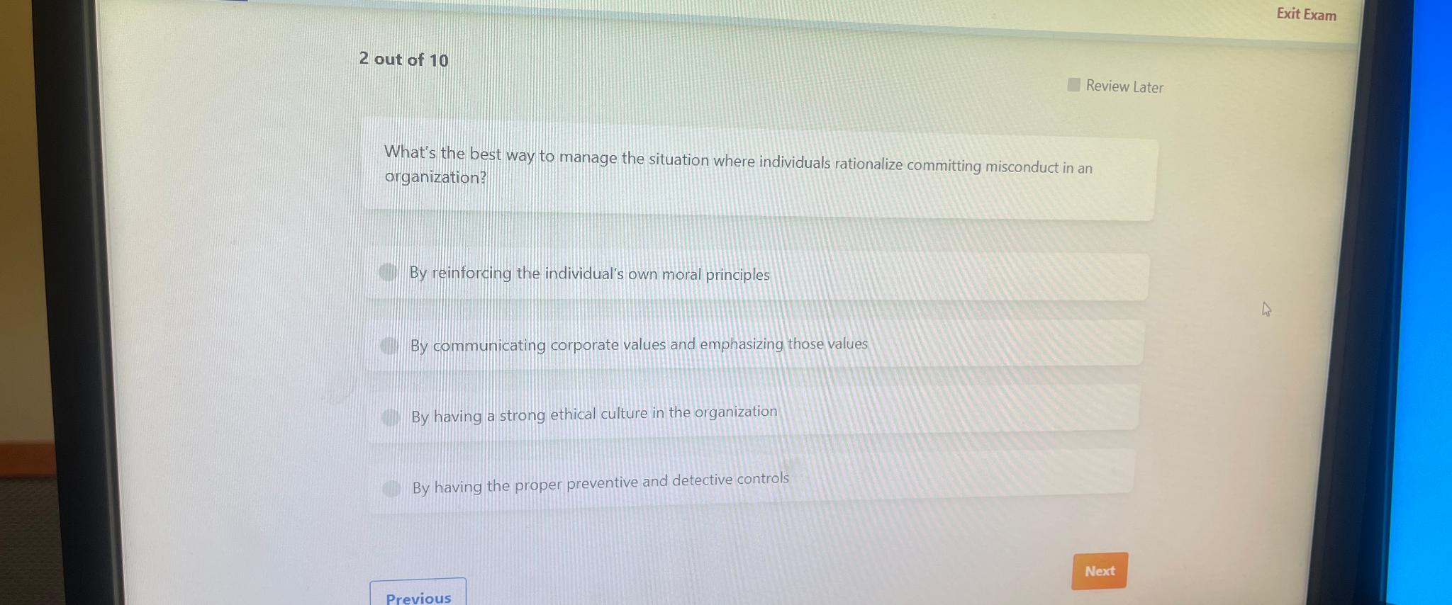 Solved Exit Exam2 ﻿out of 10Review LaterWhat's the best way | Chegg.com