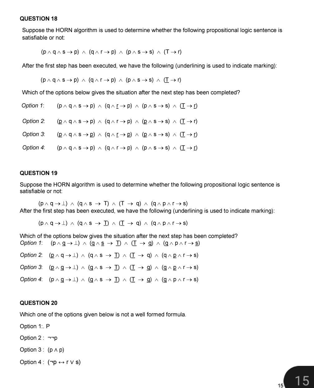 Solved QUESTION 18Suppose the HORN algorithm is used to | Chegg.com