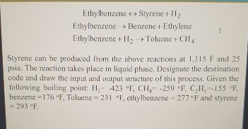 Solved Ethylbenzene harr Styrene +H2Ethylbenzene → ﻿Benzene | Chegg.com