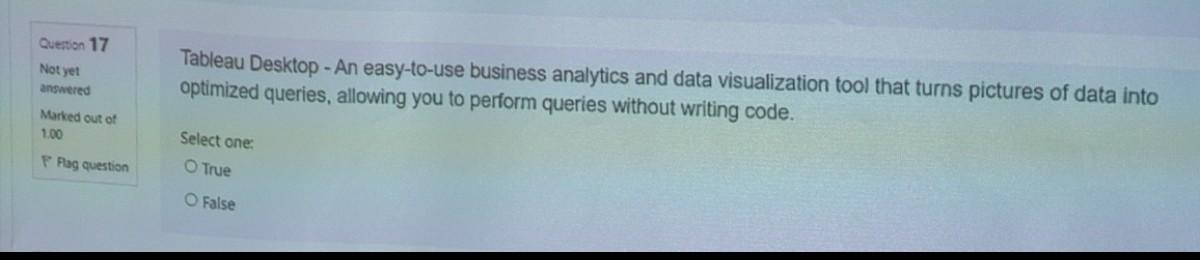 Solved Question 17 Not yet answered Tableau Desktop - An | Chegg.com