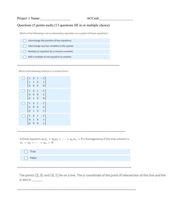 Solved This is linear algebra so please use to formulas | Chegg.com