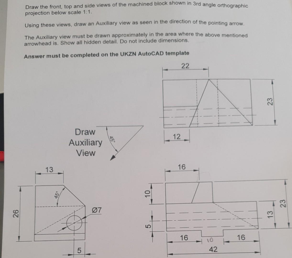 Solved Draw the front, top and side views of the machined | Chegg.com