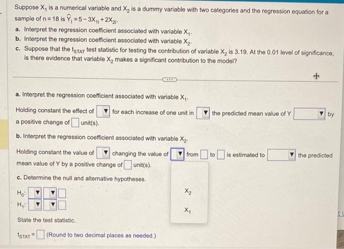 Solved Suppose X1 is a numerical variable and X2 is a dummy | Chegg.com