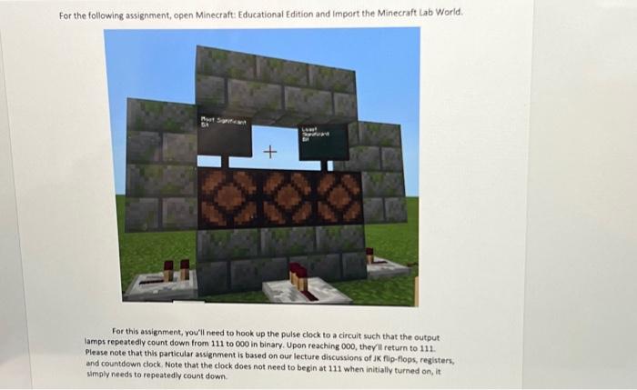 Solved For the following assignment, open Minecraft: | Chegg.com