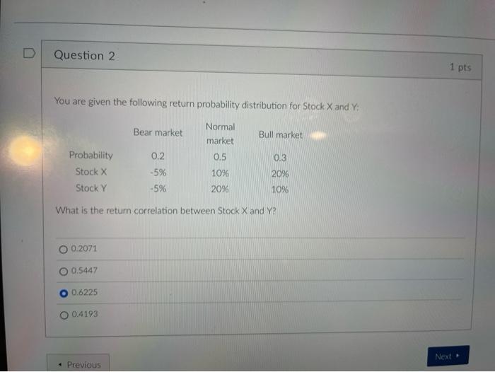 Solved You are given the following return probability | Chegg.com