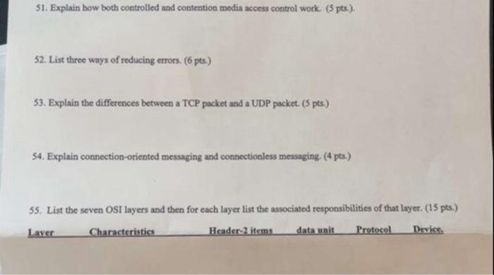 Solved 51. Explain how both controlled and contention media | Chegg.com