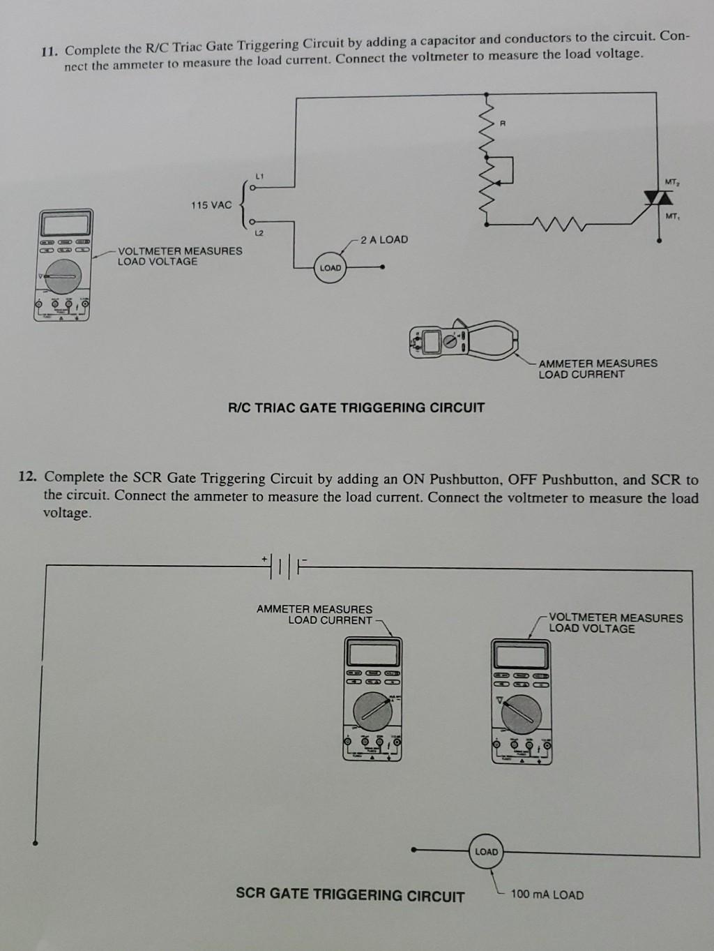 Solved 11. Complete the R/C Triac Gate Triggering Circuit by | Chegg.com