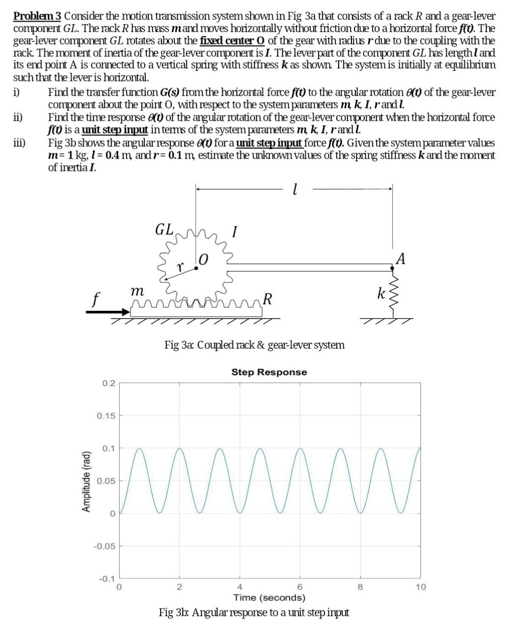 Solved Problem 3 Consider the motion transmission system | Chegg.com