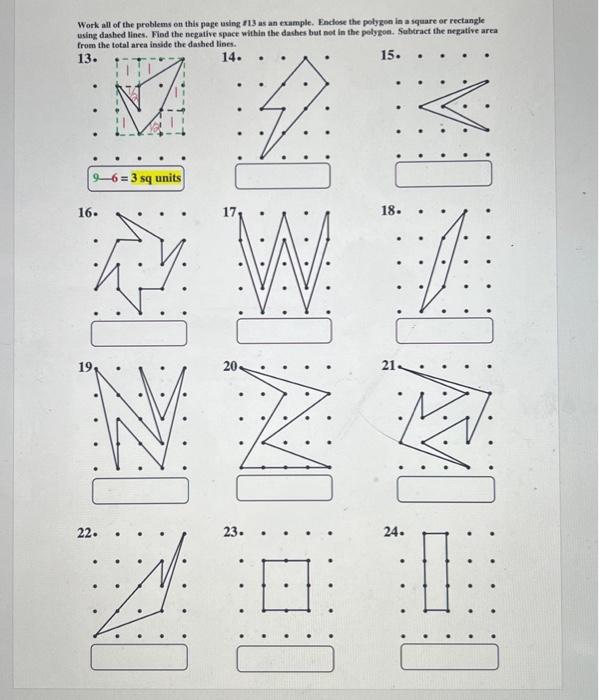 Solved AREA ON GEOBOARDS Determine the number of square | Chegg.com