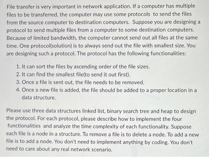 Solved File transfer is very important in network | Chegg.com