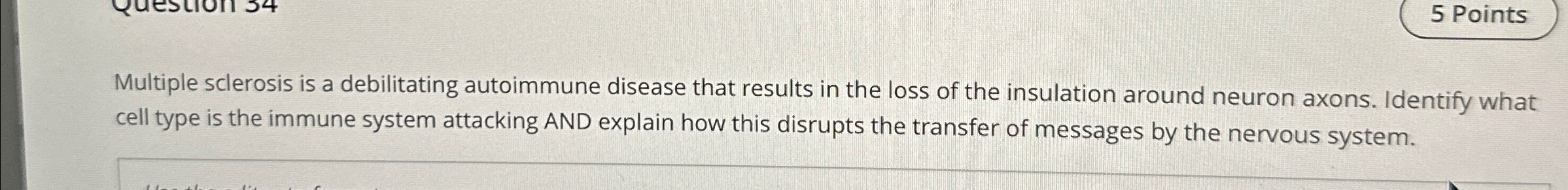 Solved Multiple sclerosis is a debilitating autoimmune | Chegg.com