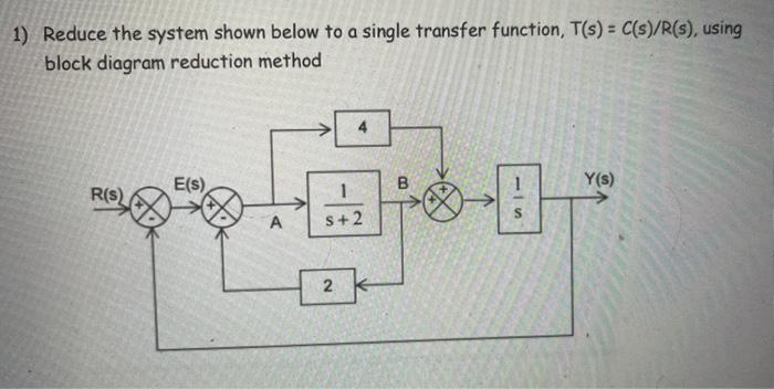 Solved 1) Reduce the system shown below to a single transfer | Chegg.com