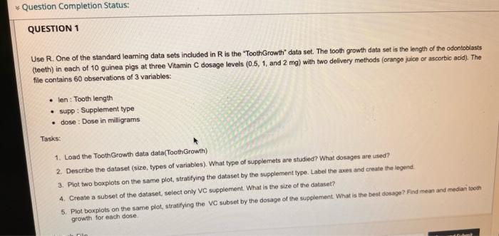 Solved Question Completion Status: QUESTION 1 Use R. One of | Chegg.com