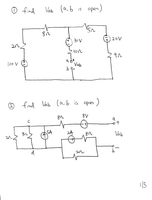 Solved - 0 find Vab lab is open) © 20V Zan 100 v @ find Vab | Chegg.com