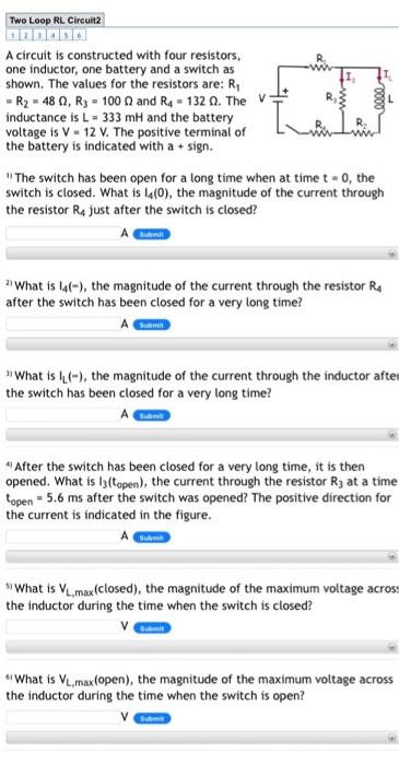 Solved Two Loop RL Circuit A circuit is constructed with | Chegg.com