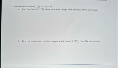 Solved Consider the function f(x)=12x-x3.a. ﻿Find the value | Chegg.com