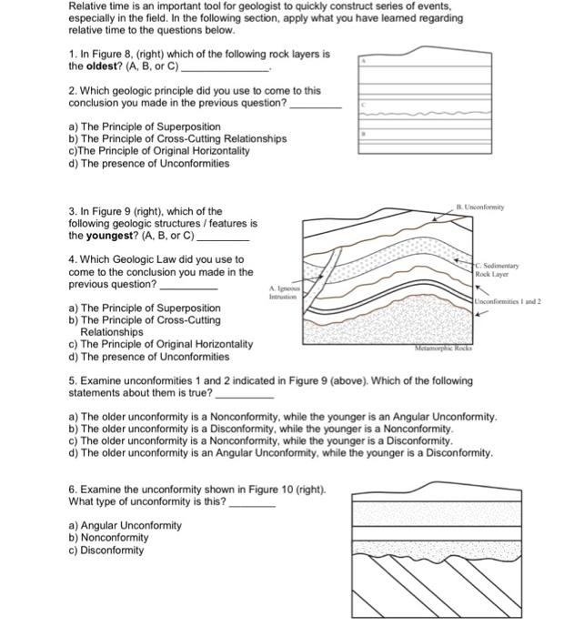 Solved Relative time is an important tool for geologist to | Chegg.com