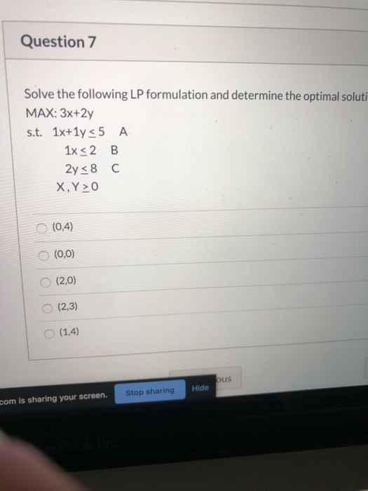Solved Question 7 Solve the following LP formulation and | Chegg.com