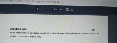 Solved QUESTION TWO[20]As an organisational developer, | Chegg.com