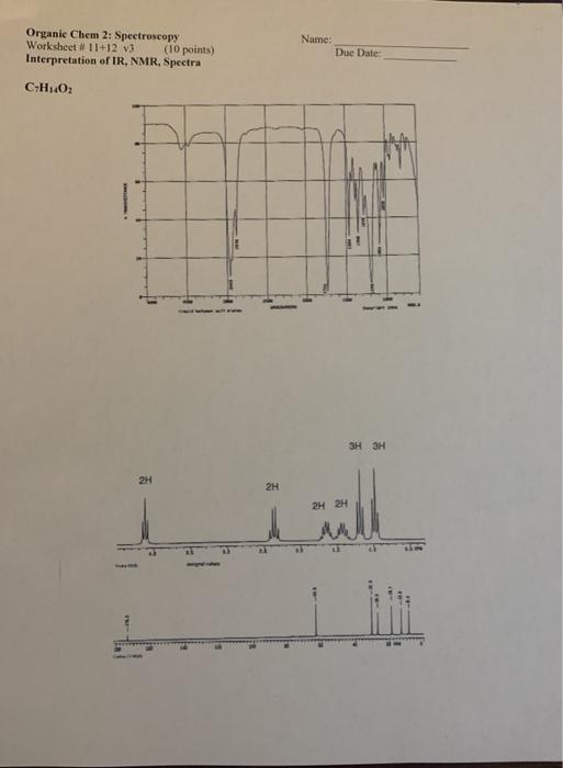 Solved Organic Chem 2: Spectroscopy Worksheet W 11+12 v3 (10 | Chegg.com