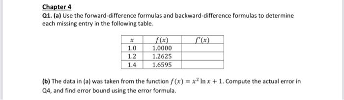 Solved Chapter 4 Q1. (a) Use the forward-difference formulas | Chegg.com