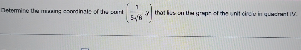 Solved Determine the missing coordinate of the point | Chegg.com