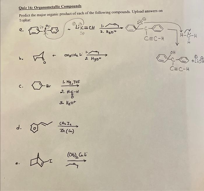 Solved Quiz 16: Organometallic Compounds Predict the major | Chegg.com