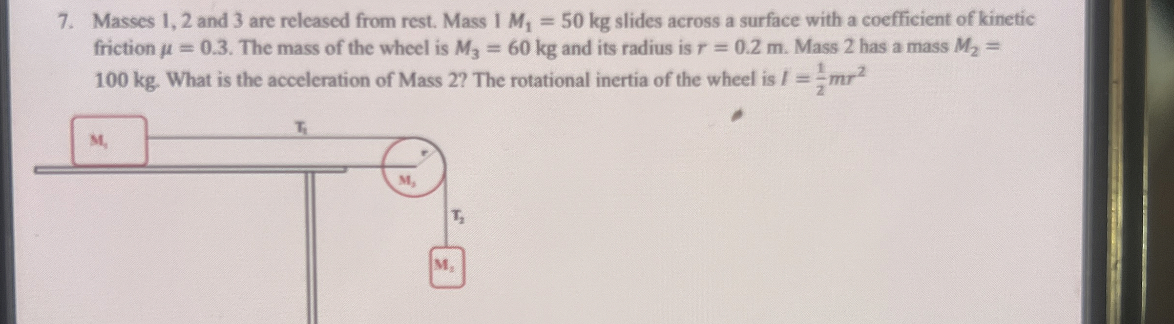 Solved Masses 1,2 ﻿and 3 ﻿are released from rest. Mass | Chegg.com