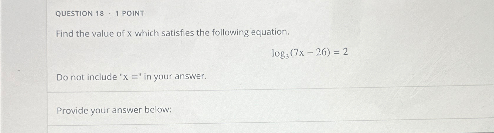 Solved QUESTION 18 - 1 ﻿POINTFind the value of x ﻿which | Chegg.com