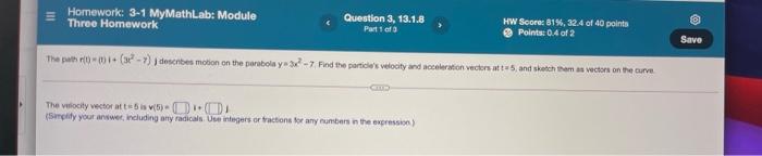 Solved Homework: 3-1 MyMathLab: Module Three Homework | Chegg.com