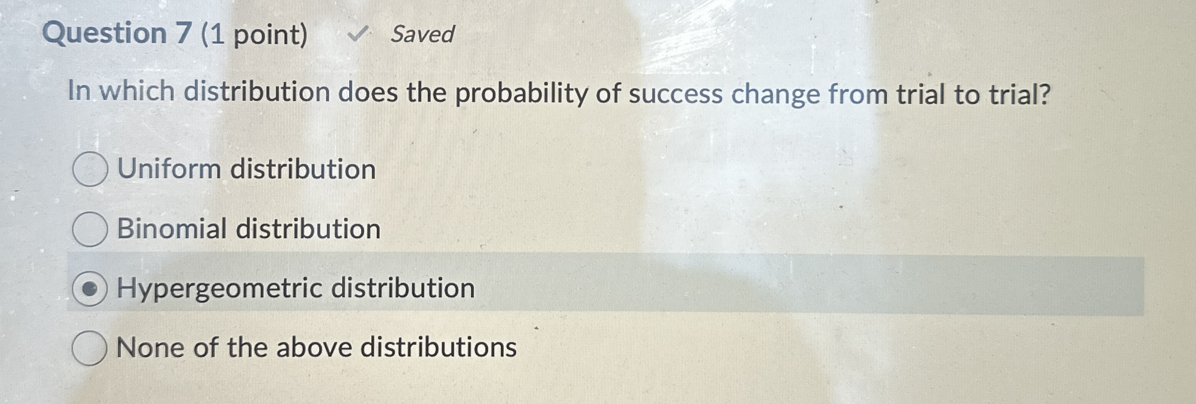 Solved Question 7 (1 ﻿point)SavedIn which distribution does | Chegg.com