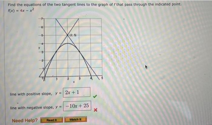 Solved Find the equations of the two tangent lines to the | Chegg.com