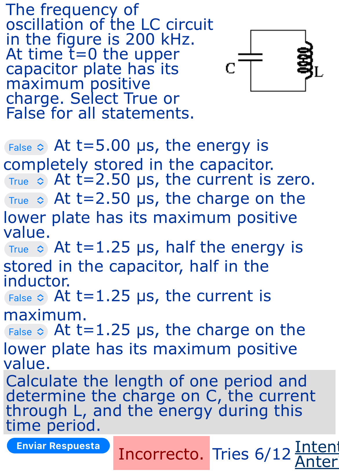 Solved The frequency of oscillation of the LC circuit in the | Chegg.com