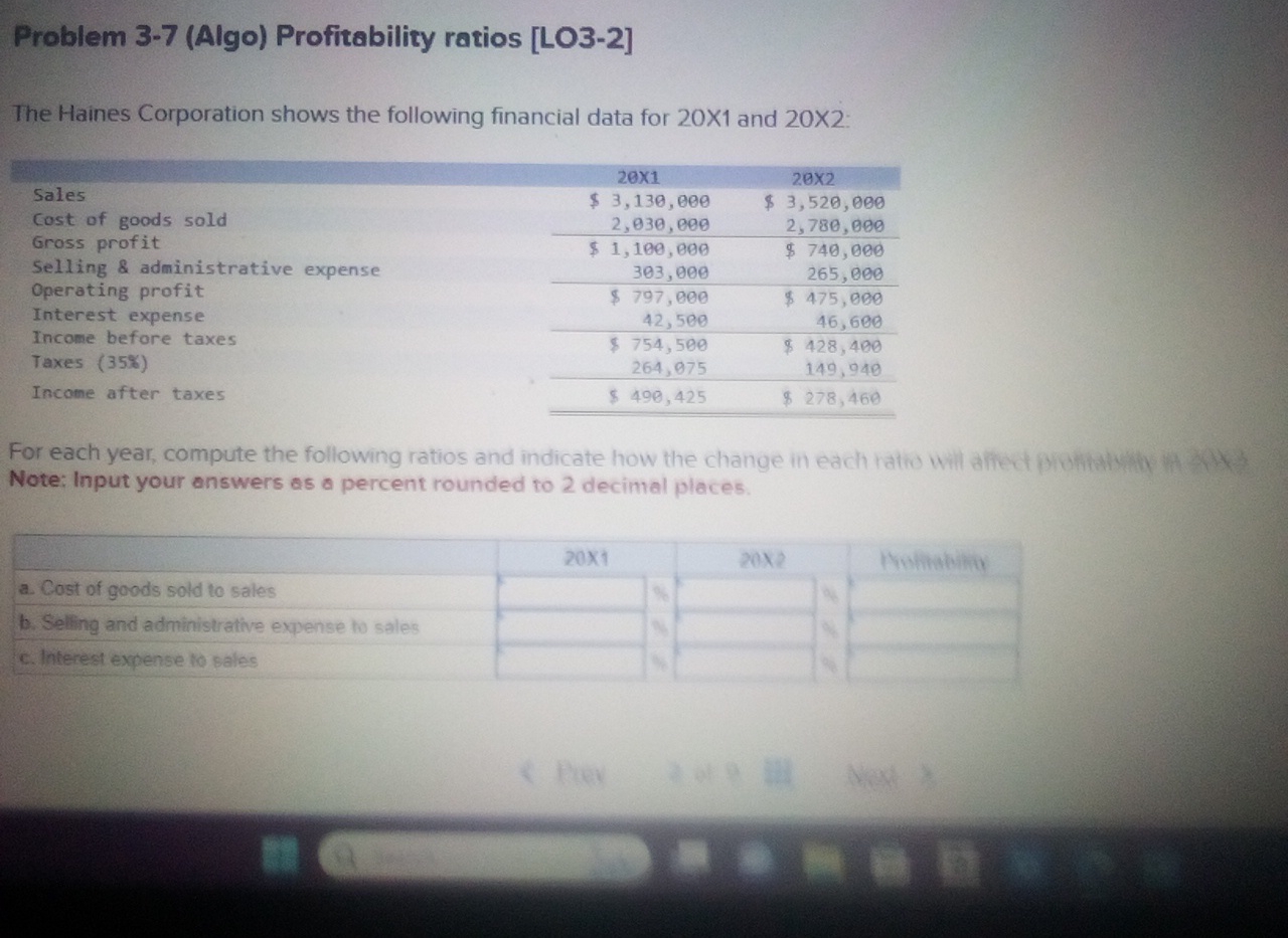 Solved Problem 3-7 (Algo) ﻿Profitability ratios [LO3-2]The | Chegg.com