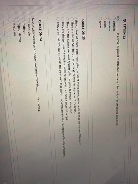 Solved QUESTION 22 Ain) is a small segment of DNA that | Chegg.com