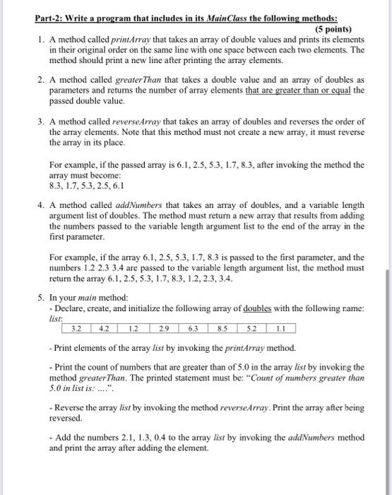 Solved Part-1: In your main method, follow the steps below, | Chegg.com