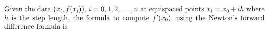 Solved Given the data (xi,f(xi)),i=0,1,2,dots,n ﻿at | Chegg.com