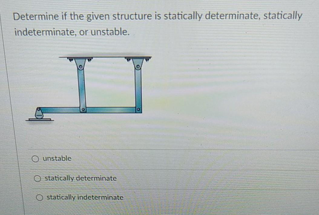 Solved Determine if the given structure is statically | Chegg.com