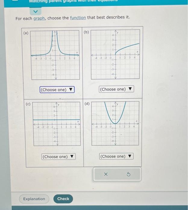 Solved For each graph, choose the function that best | Chegg.com