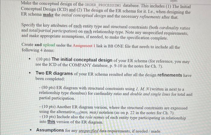 Solved I. PROBLEM: 1. SPECIFICATION of an ORDER_PROCESSING | Chegg.com