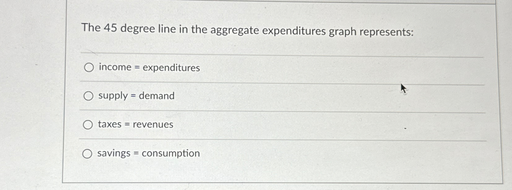 Solved The 45 ﻿degree line in the aggregate expenditures | Chegg.com