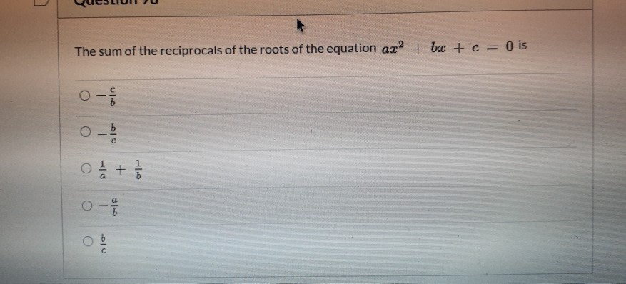 Solved The sum of the reciprocals of the roots of the | Chegg.com