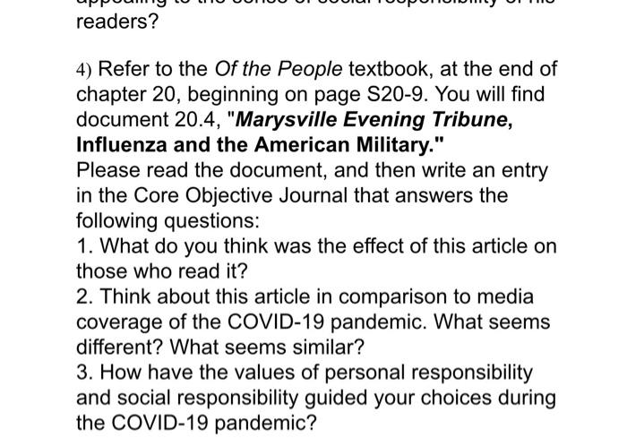 readers? 4) Refer to the Of the People textbook, at | Chegg.com